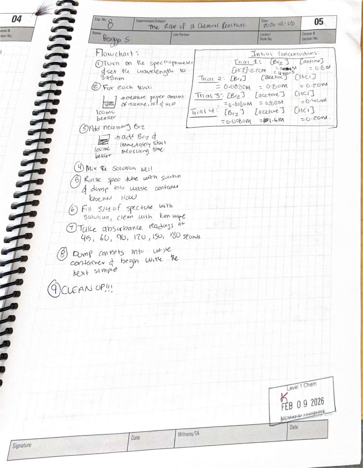 Chemistry Lab Exp. No. 8: The Rate of a Chemical Reaction - Studocu