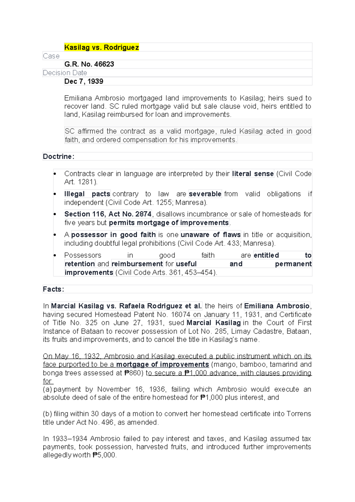 Kasilag vs. Rodriguez G.R. No. 46623: Supreme Court Decision Analysis ...
