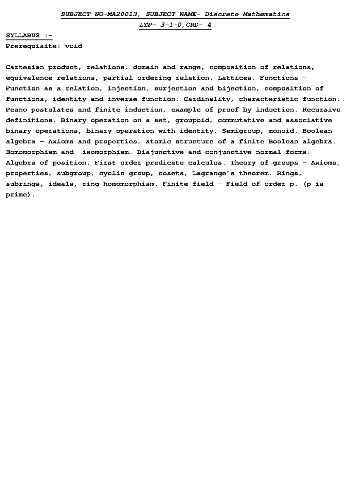 MA2001 3 - Discrete Mathematics Syllabus Overview - Studocu