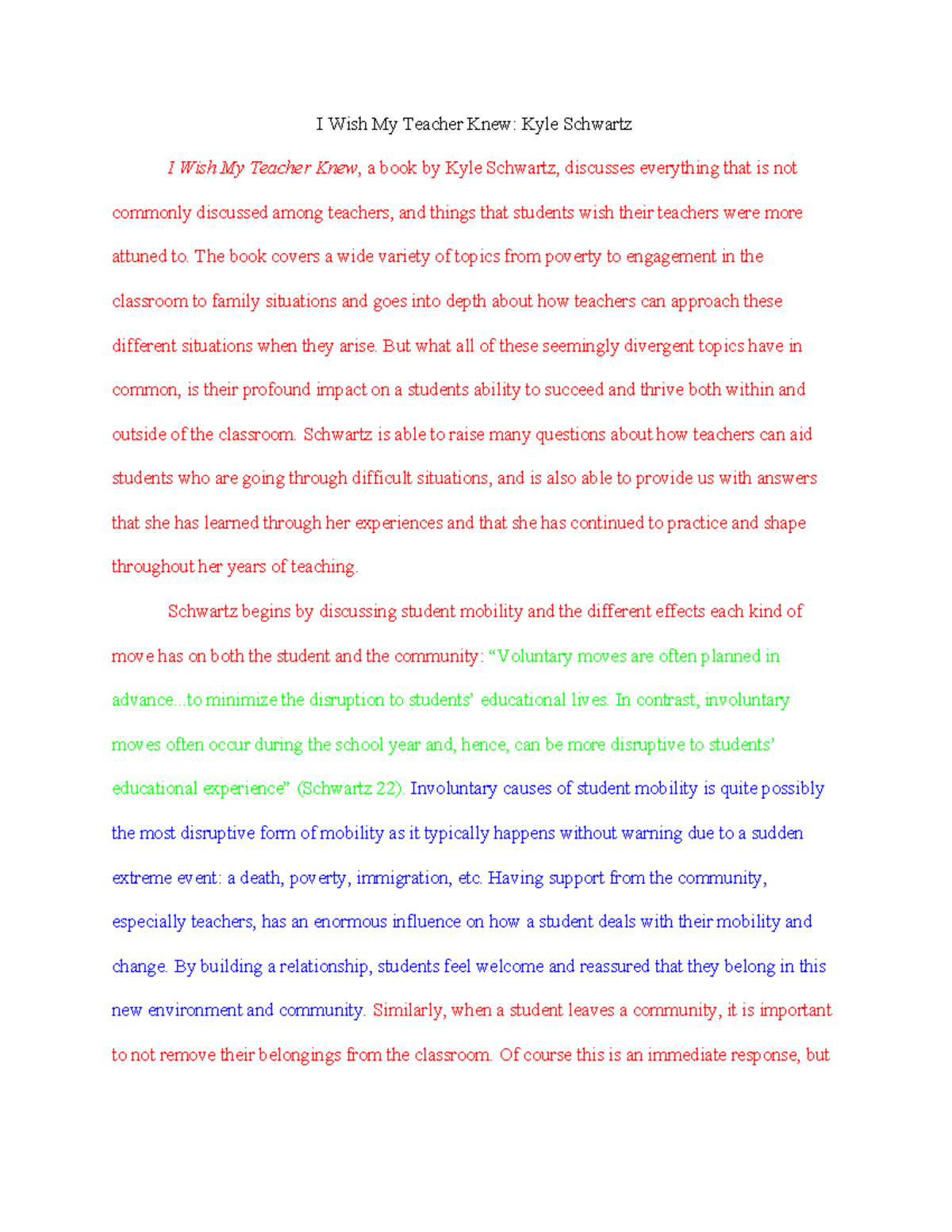 I Wish My Teacher Knew Summary - I Wish My Teacher Knew: Kyle Schwartz ...