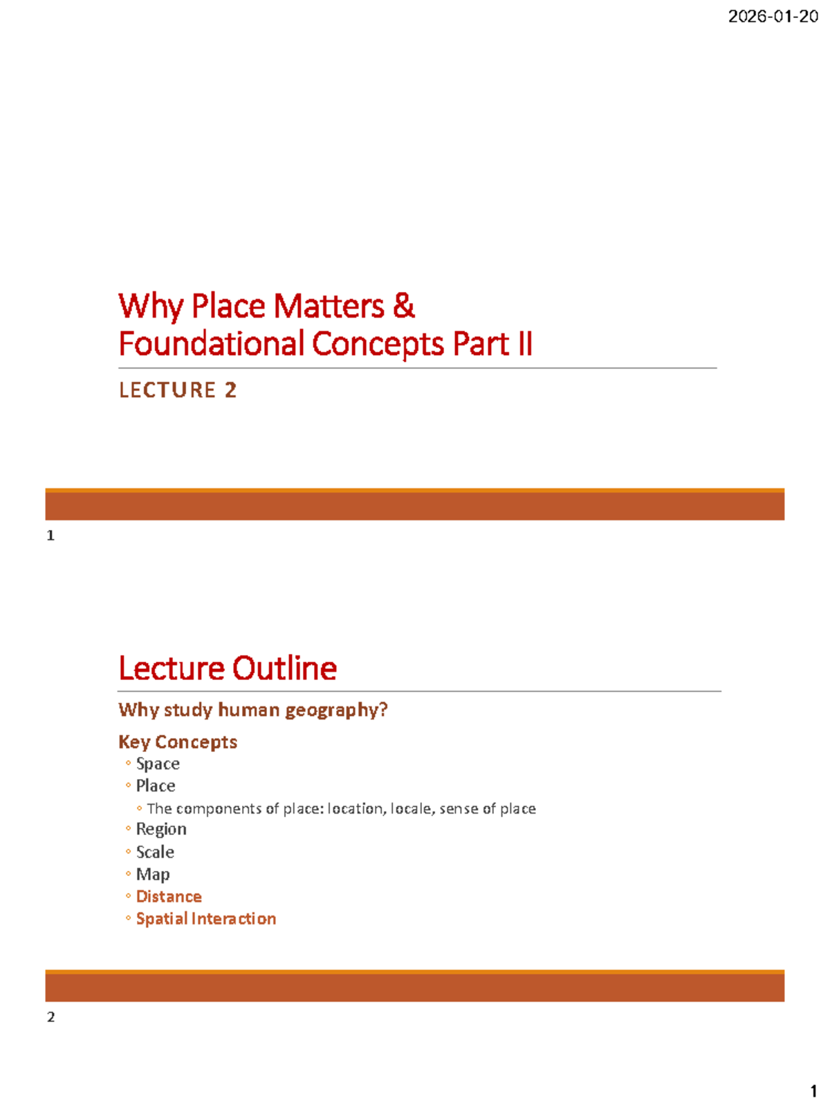 Human Geography Lecture 2: Why Place Matters - Studocu