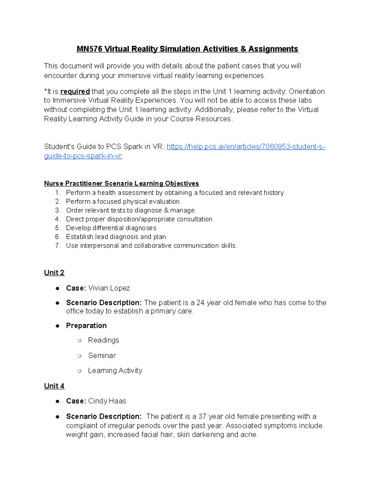 MN576 VR Labs: Immersive Activities & Assignments Overview - Studocu