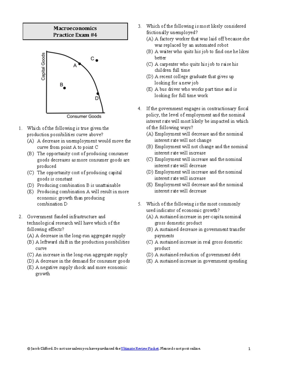 Macroeconomics Practice Exam #4: Key Concepts and Questions - Studocu