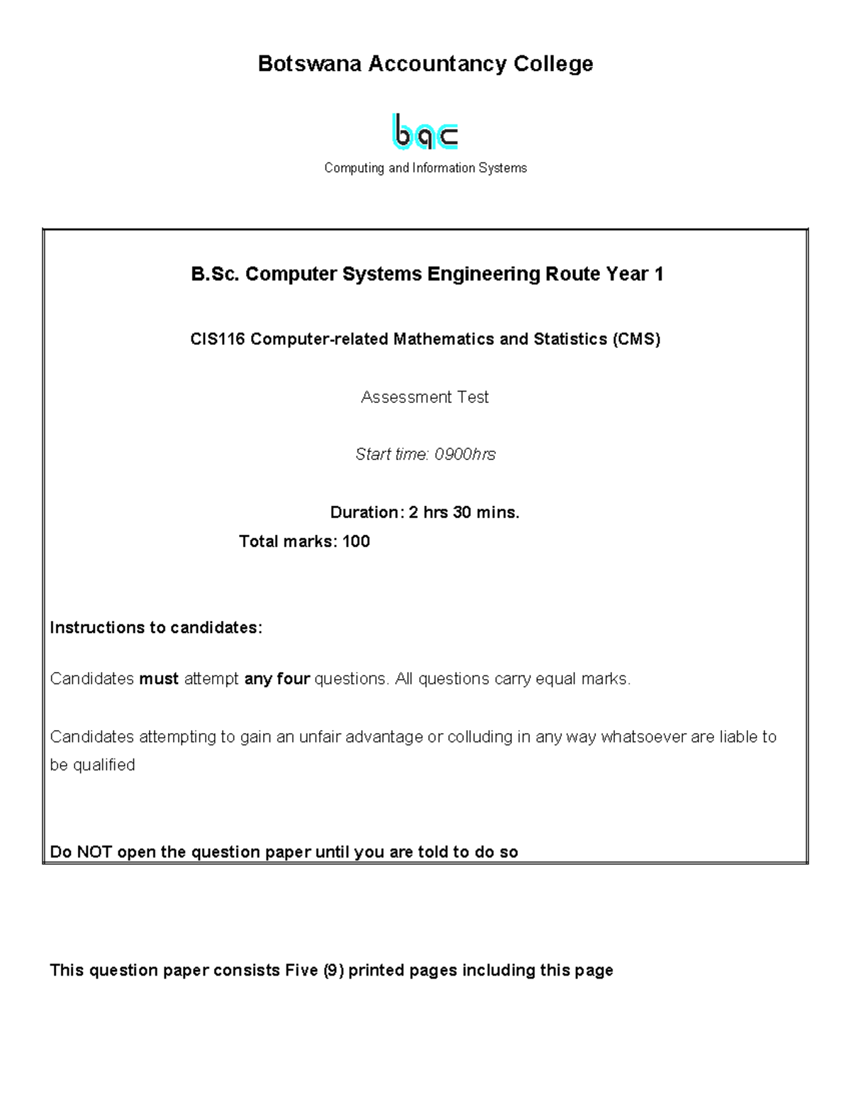 CIS116 CMS Assessment Test Marking Scheme 2016 - Detailed Guide - Studocu