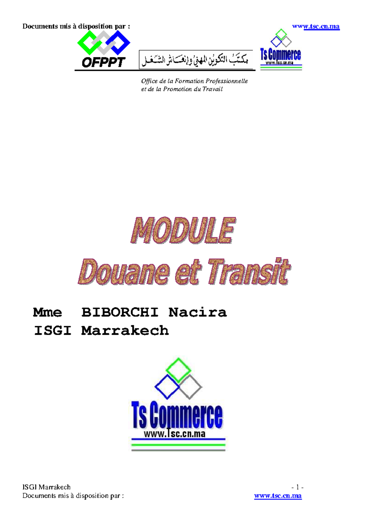 ISGI Marrakech - Dédouanement et Transit : Principes et Procédures ...