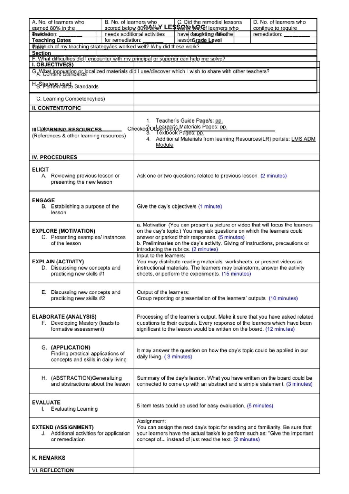 DLL DLP- Template - A. No. of learners who B. No. of learners who C ...
