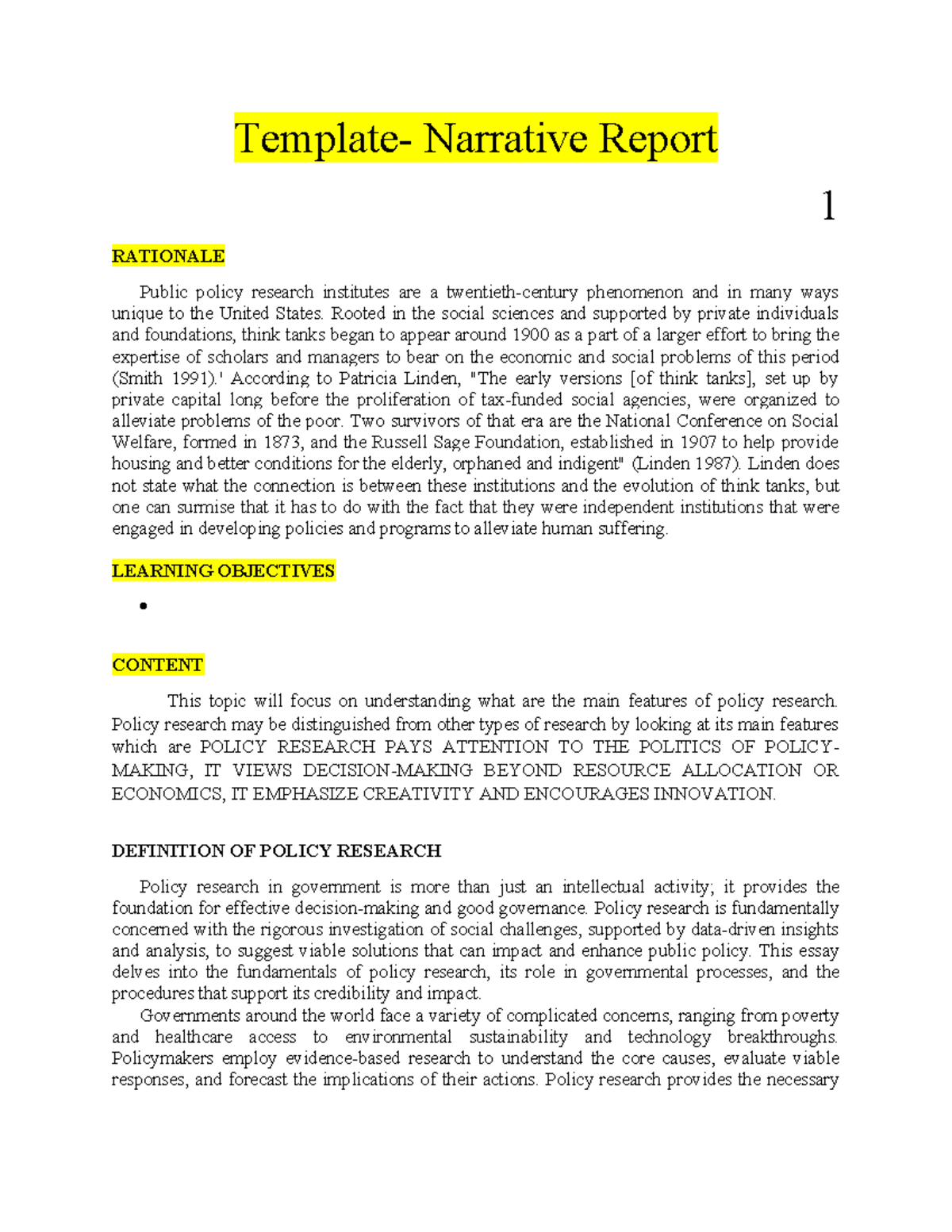 PA4 Narrative-Report - guide - Template- Narrative Report 1 RATIONALE ...
