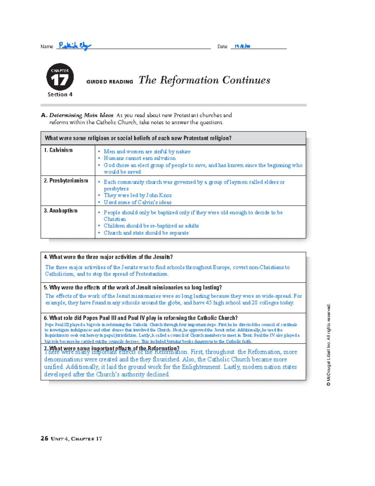 17.4 Guided Reading: The Reformation Continued Insights - Studocu