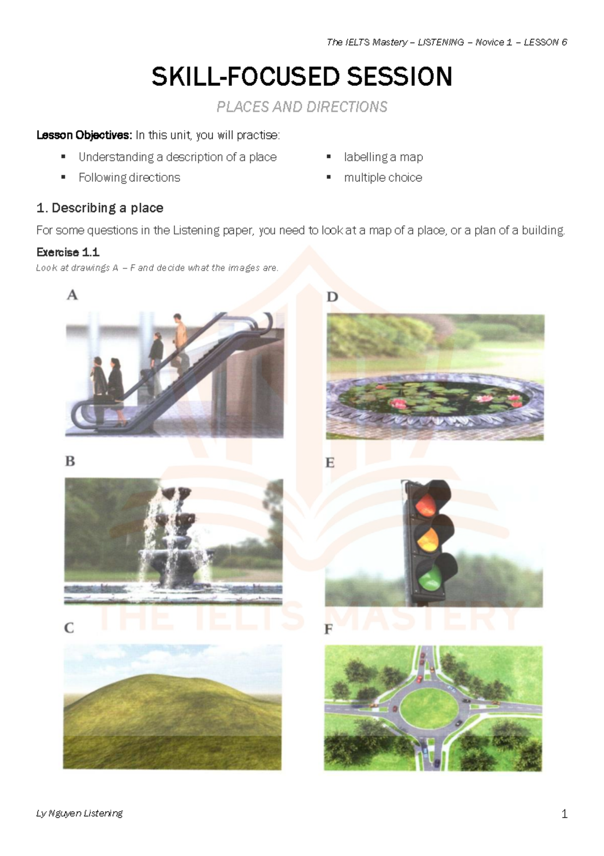 The IELTS Mastery LISTENING Novice 1 LESSON 6: Places & Directions ...