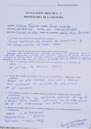 Segundo parcial de laboratorio de química basica - LAB Química Básica - Studocu