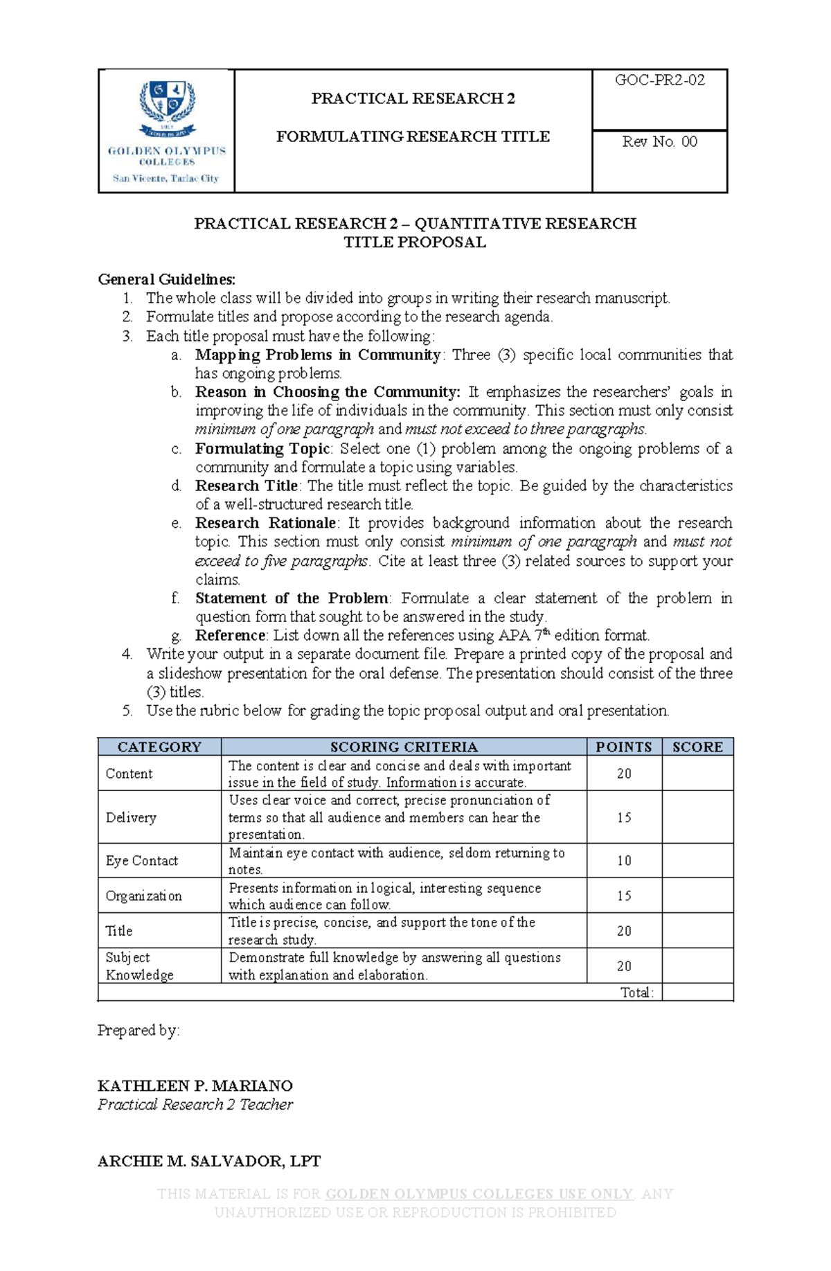 Practical Research 2: Guidelines for Formulating Research Titles - Studocu