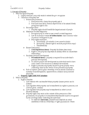 Pro I Outline - Property Notes - BASICS I. Types of Property: A. Real ...