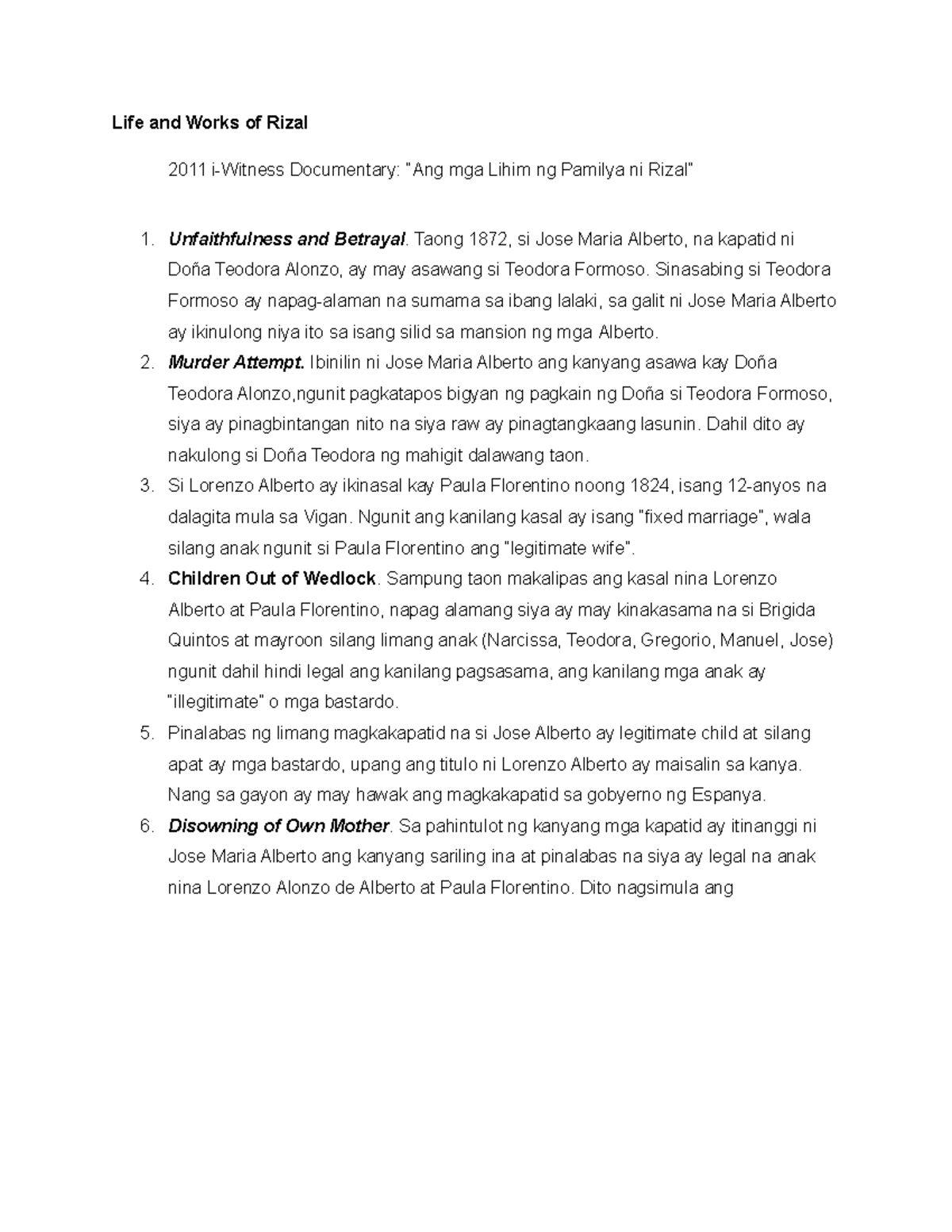 Life and Works of Rizal-Ang mga Lihim ng Pamilya ni Rizal - PangSU ...