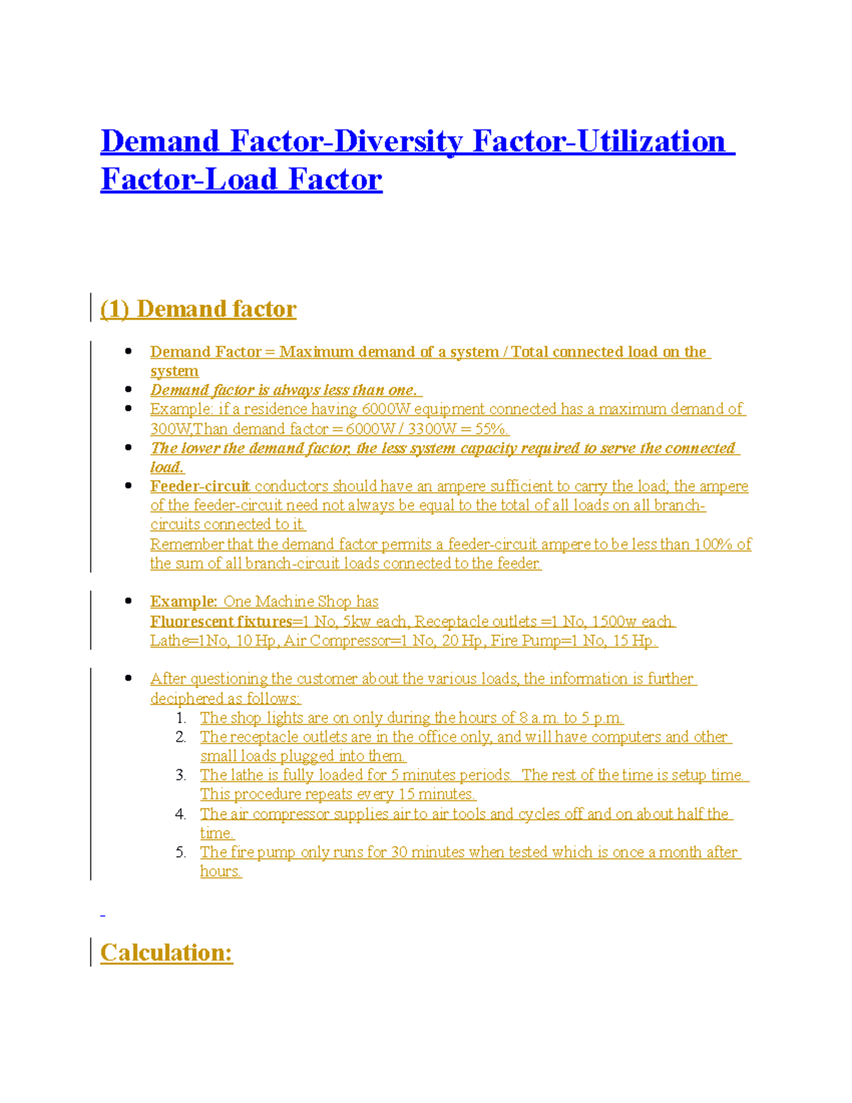 Demand Factor and Diversity Factor - Lecture Notes 5 - Studocu