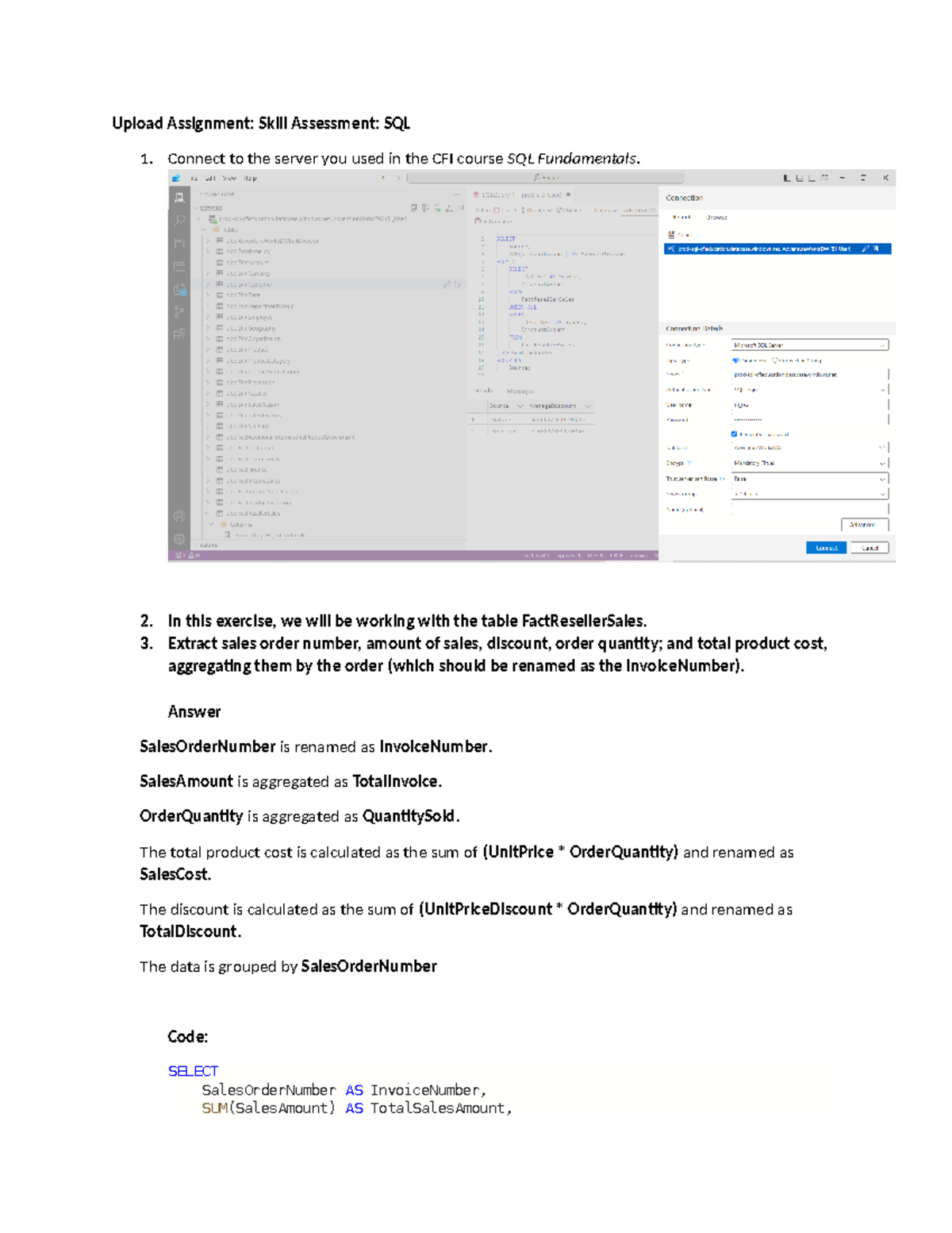 SQL Assessment Assignment 3: FactResellerSales Exploration - Studocu