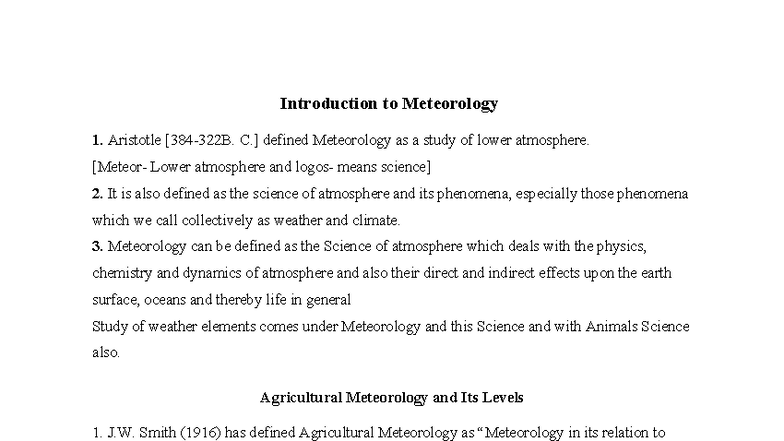 Agrometeorology Lecture Notes M1 2024: Understanding Weather's Impact ...