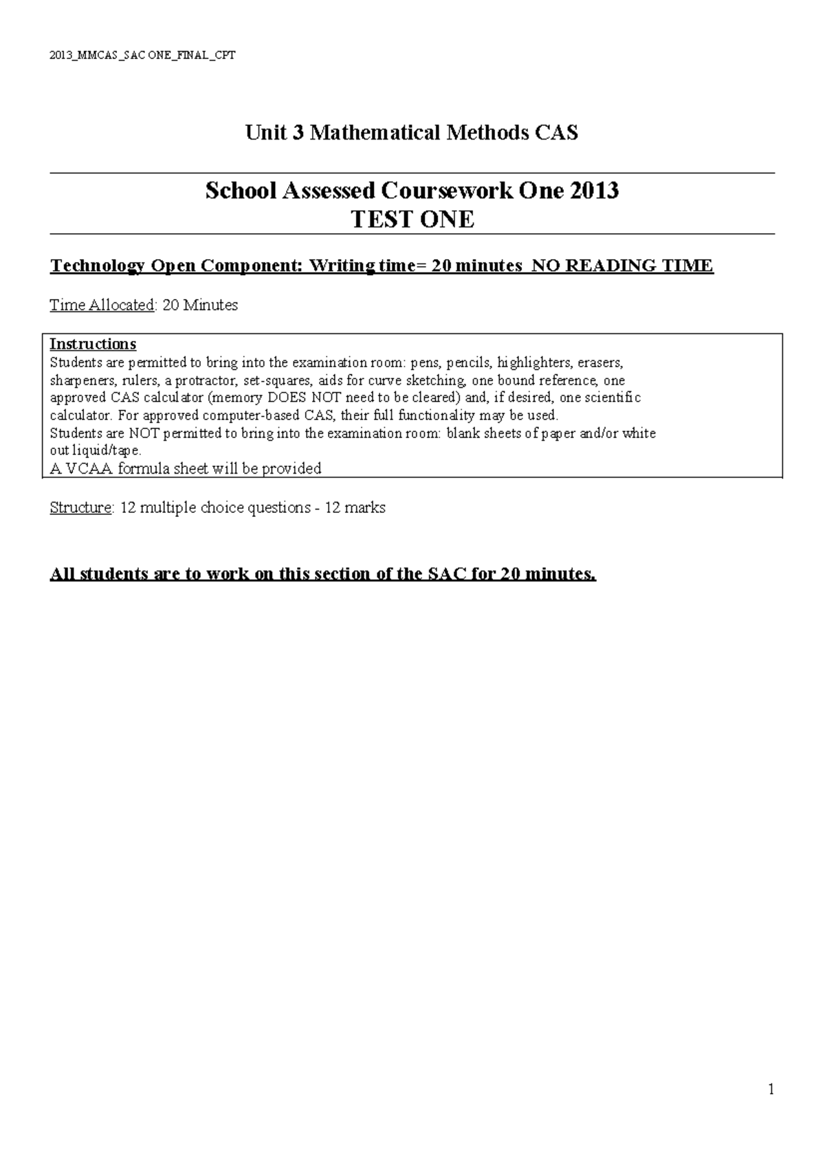 2013_MMCAS_SAC_ONE_Final_Test_1_Mathematical_Methods - Studocu