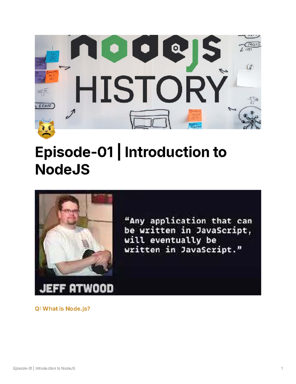 Episode-01: Introduction to NodeJS - Namaste Node Season 1 - Studocu