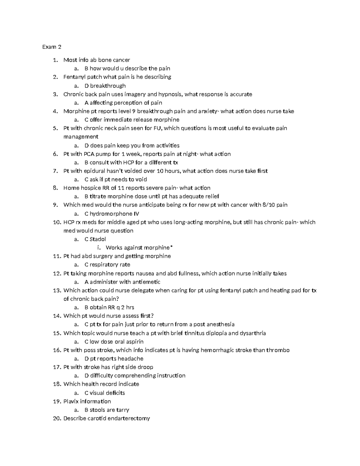 Ortho Exam 2 Study Guide: Key Concepts and Pain Management Techniques ...