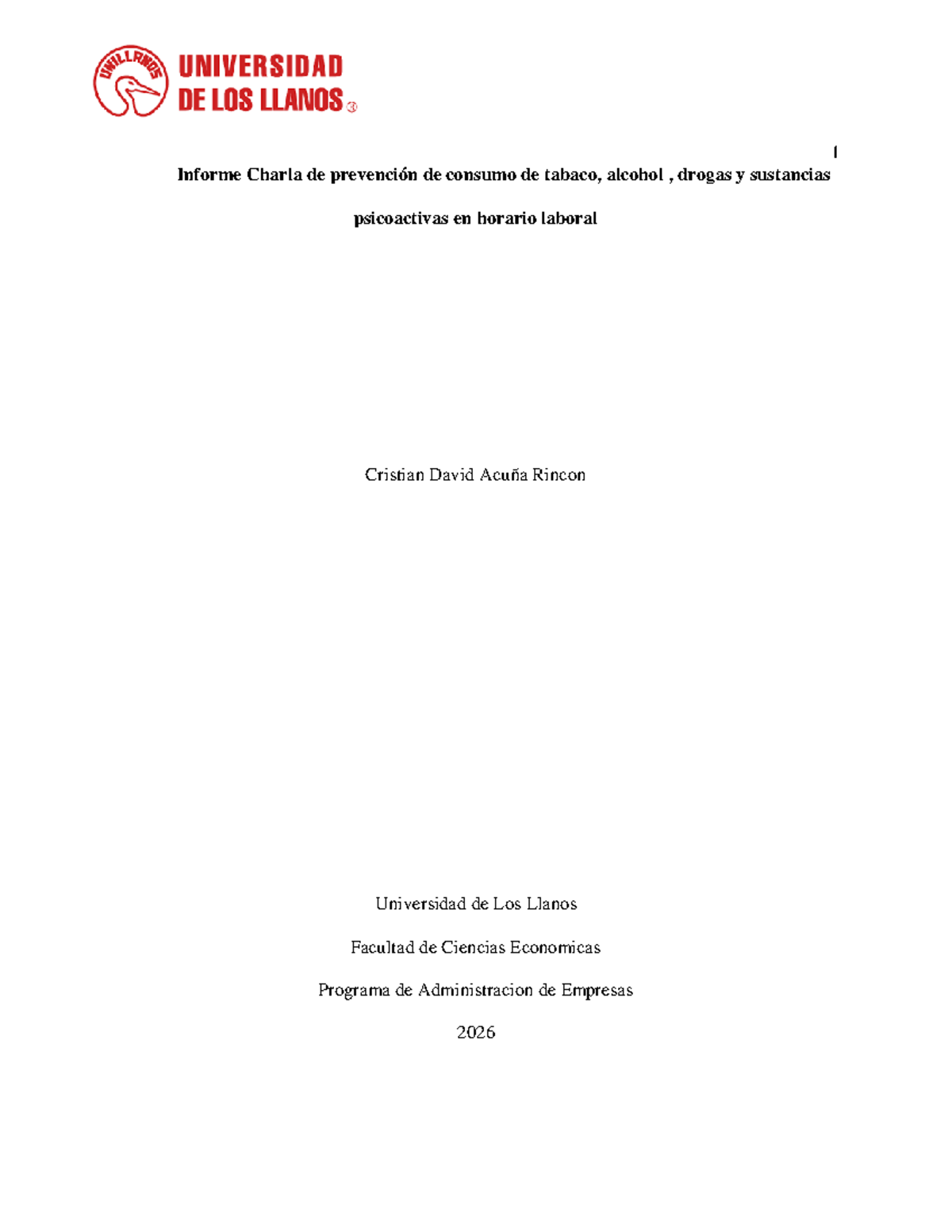 Informe de Charla sobre Prevención de Consumo de Tabaco y Sustancias ...