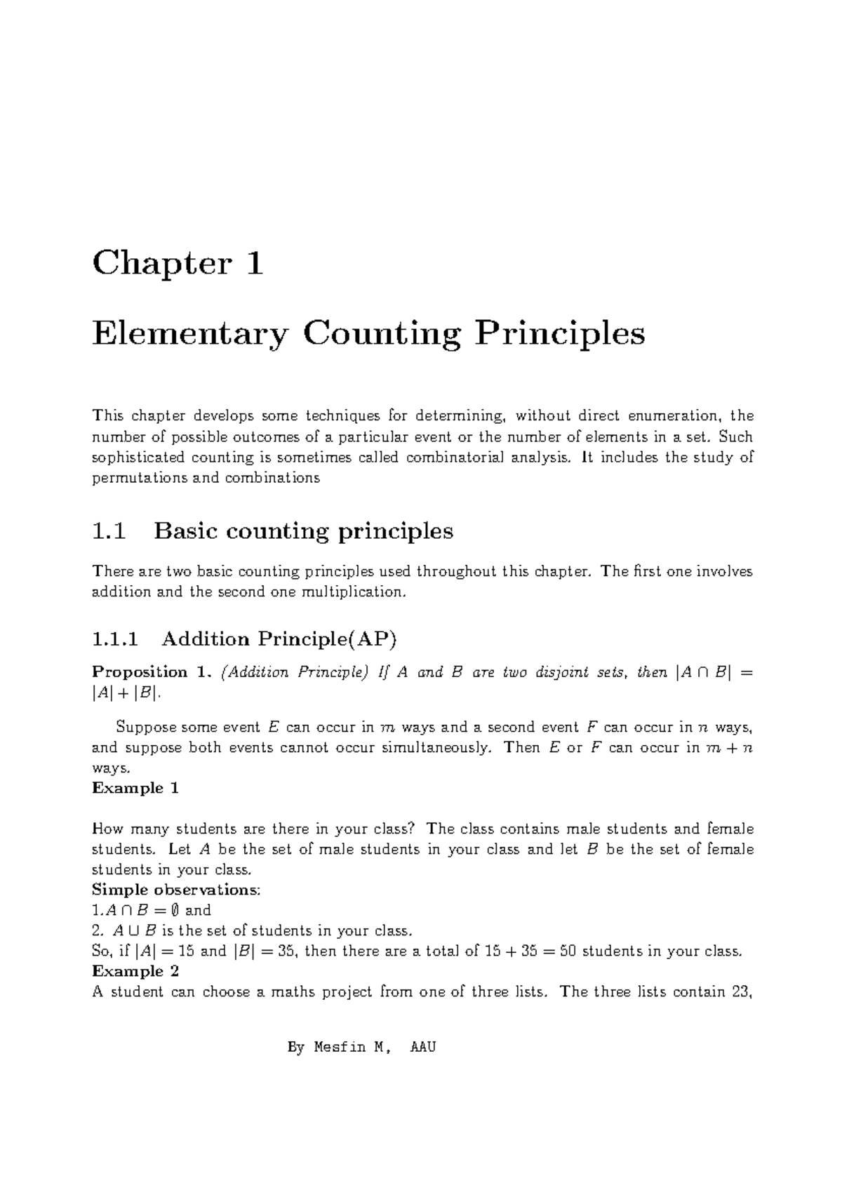 DM Discrete Math Lecture Notes: Chapter 1 - Counting Principles - Studocu