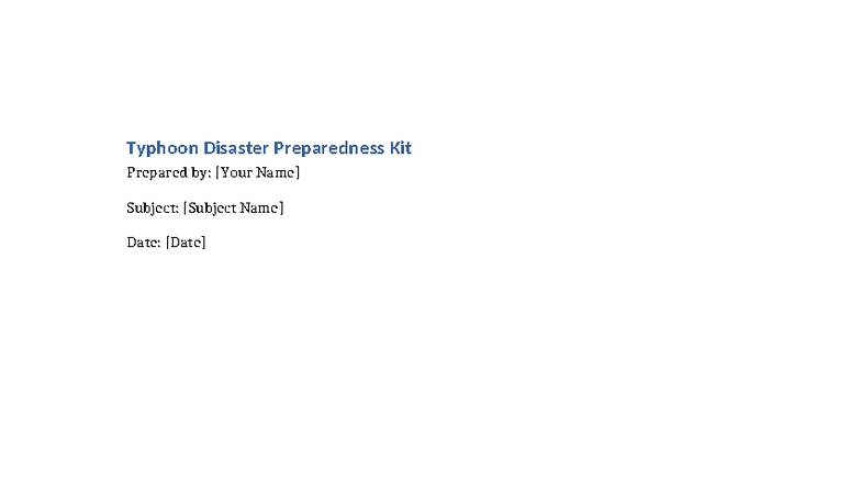 Typhoon Disaster Preparedness Kit: Essential Items Guide - Studocu