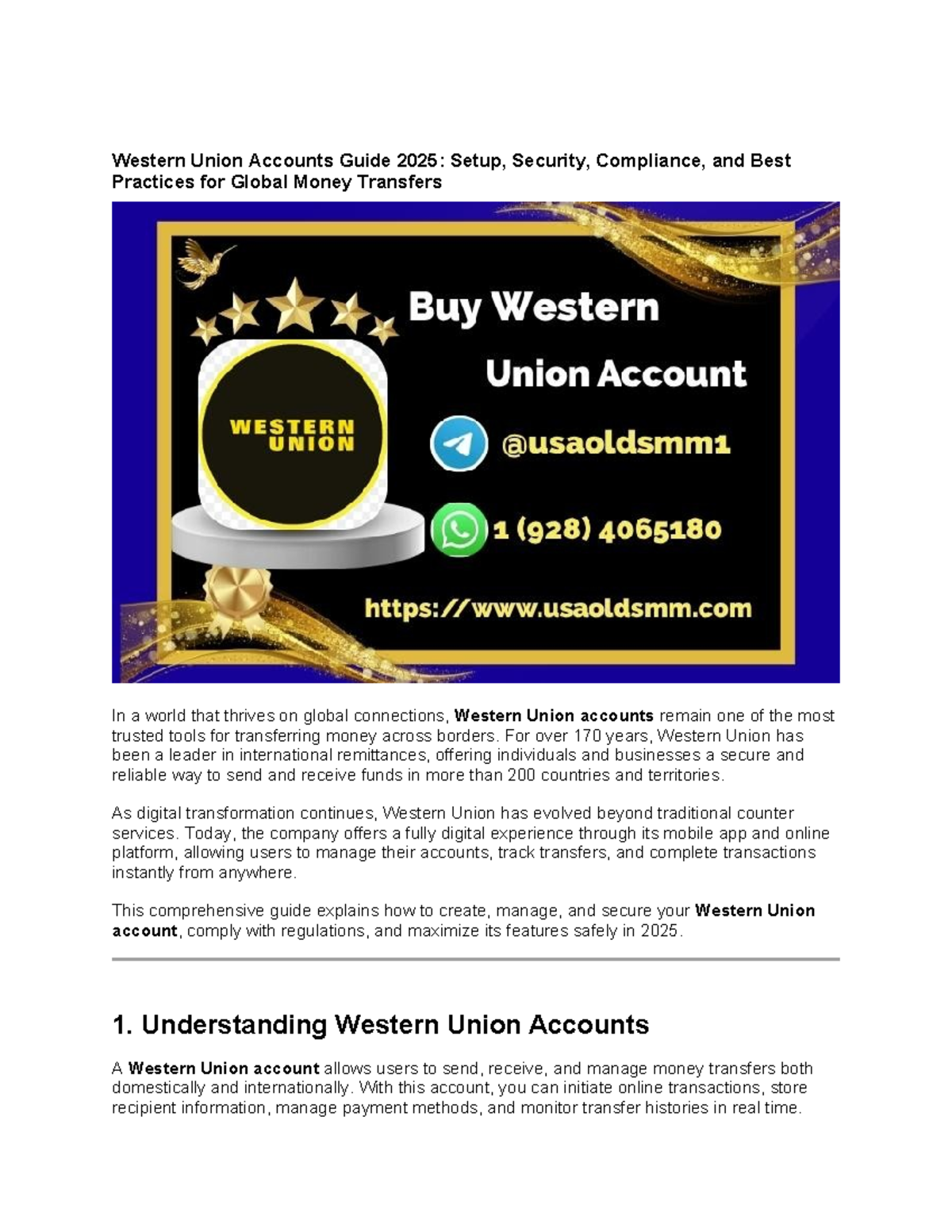 Western Union Account Loschen