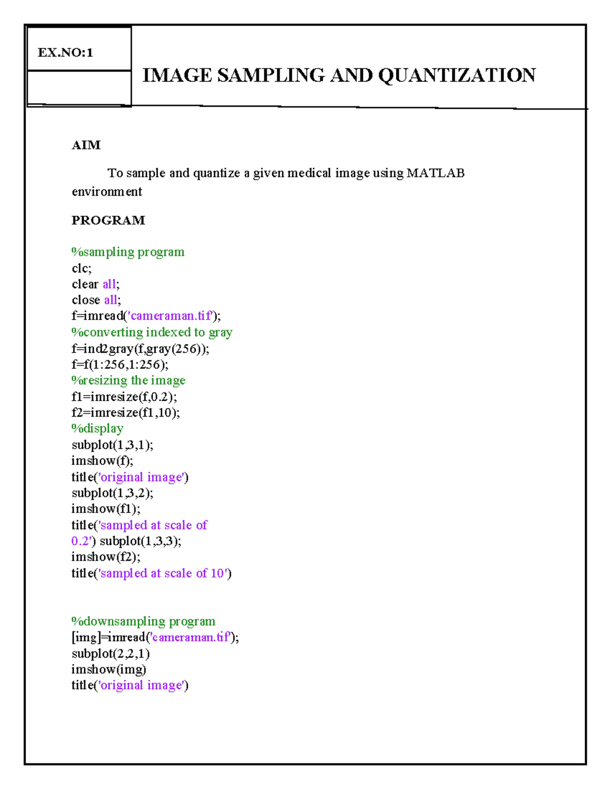 DIP Manual - Lab: Image Sampling, Quantization & Intensity Transform - Studocu