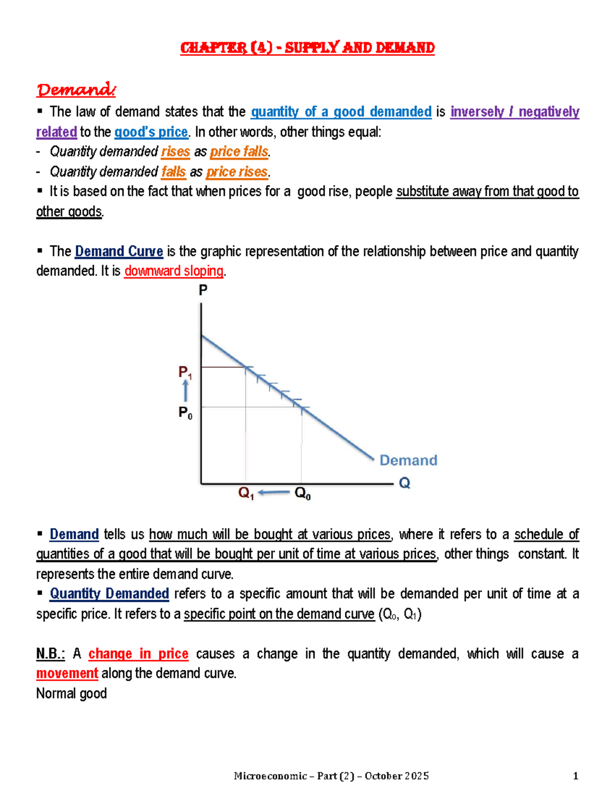 Microeconomics (Part 2) Chapter 4: Supply and Demand Analysis - Studocu