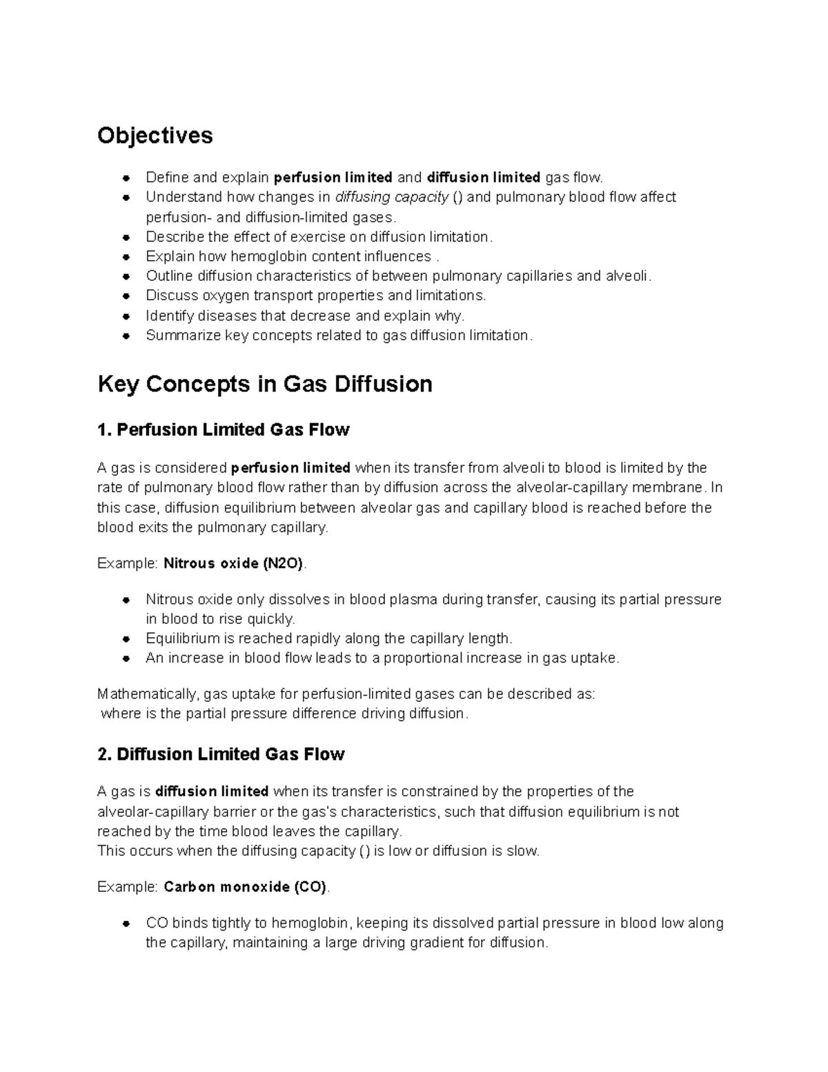 Gas Diffusion II: Understanding Perfusion vs. Diffusion Limitations ...