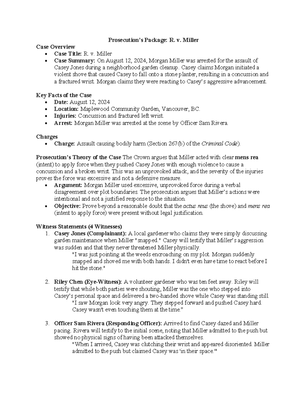 R. v. Miller Case Overview: Prosecution Package 2026 Summary - Studocu