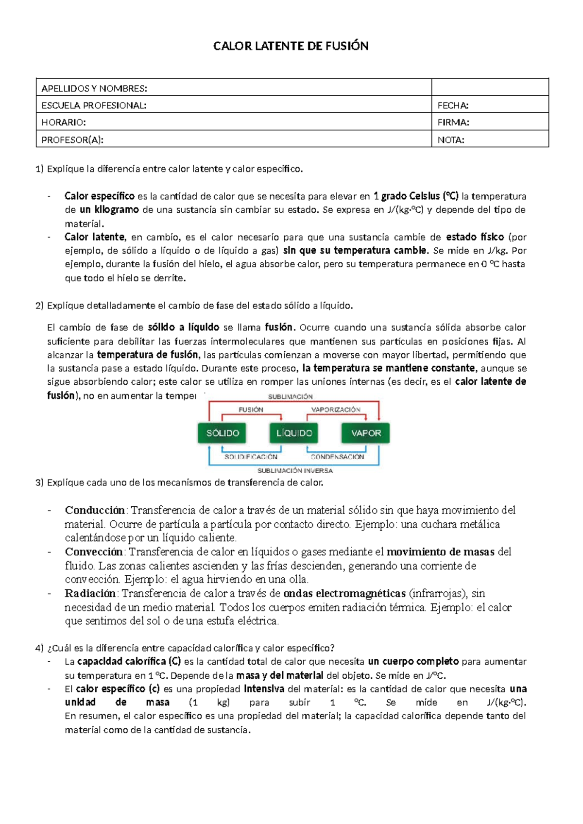 Práctica 11: Calor Latente de Fusión y Transferencia de Calor - Studocu