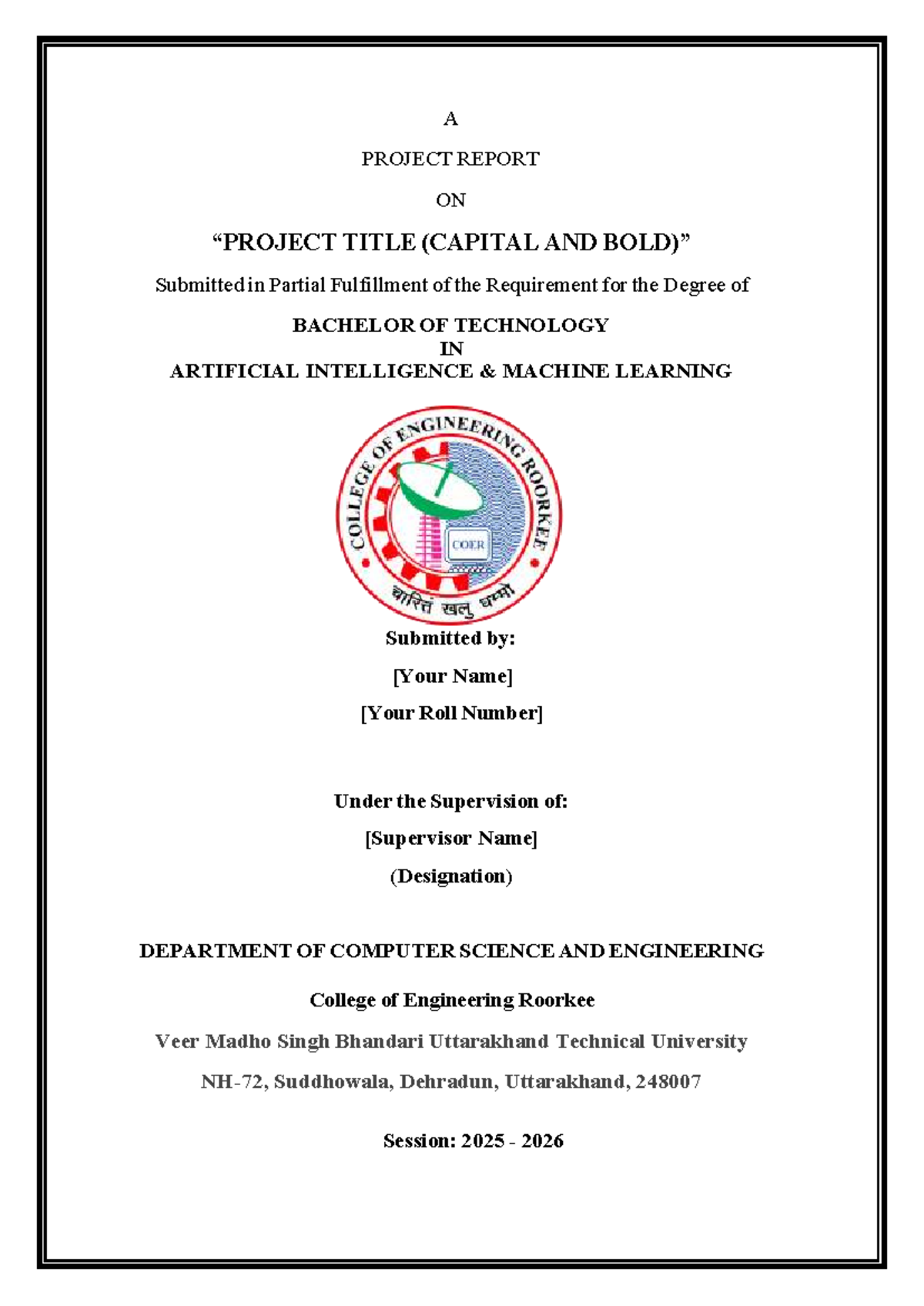B.Tech AIML Project Report: Capital and Machine Learning Insights - Studocu