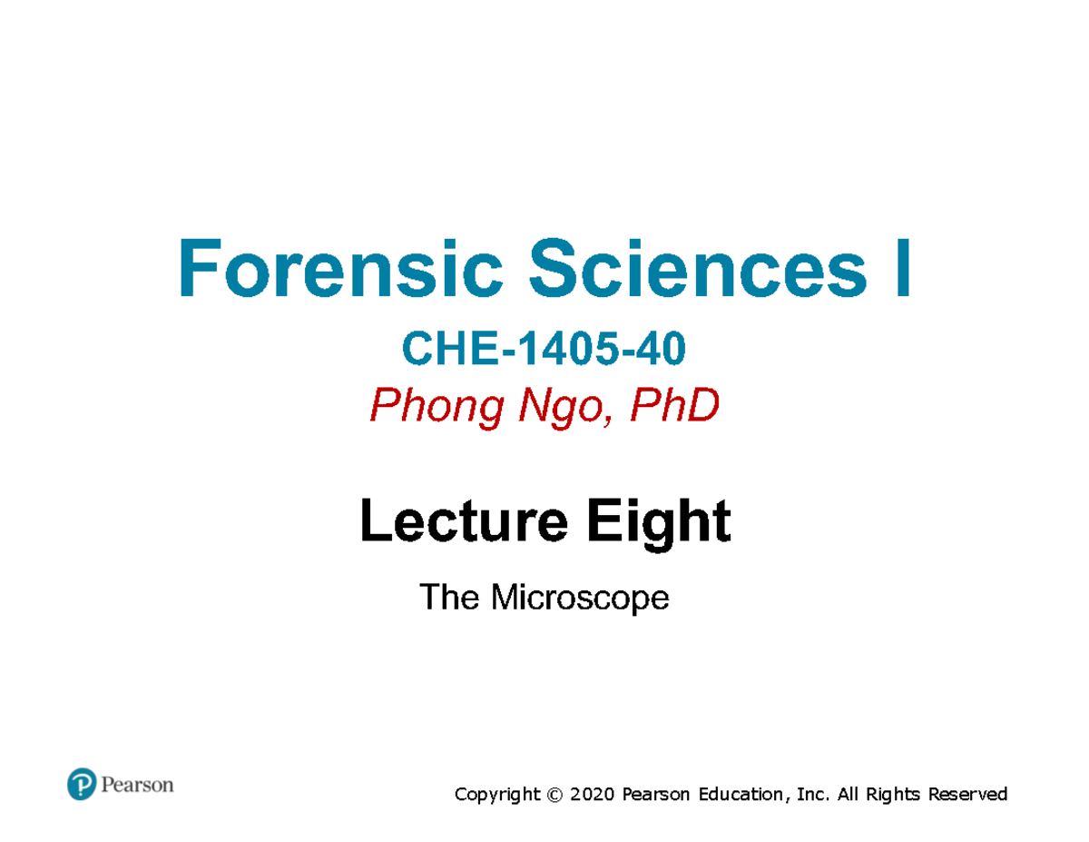 Forensic Sciences I: CHE-1405-40 - Lecture Notes on Microscopes - Studocu