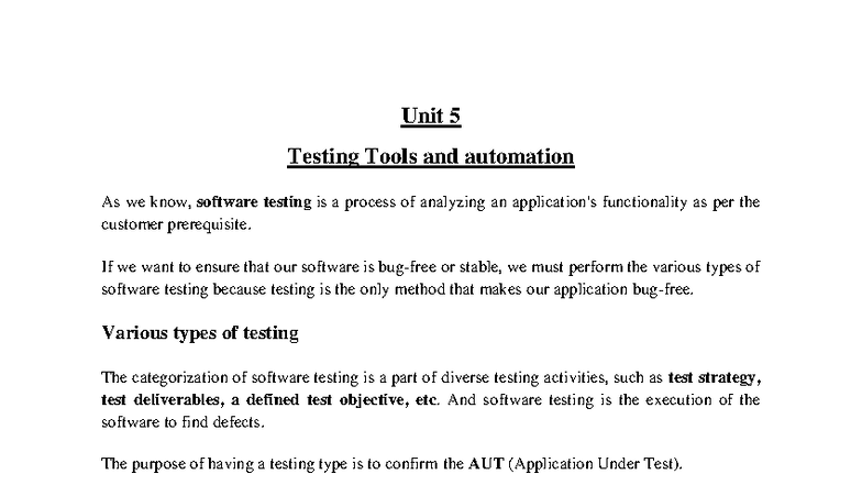 Dev Ops Unit 5: Testing Tools & Automation Techniques - Studocu