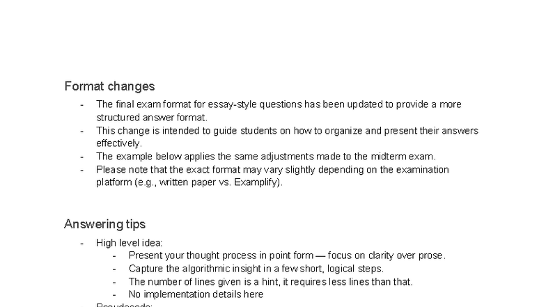 Newformat CS2040 2025 S1 Final Exam Guidelines - Studocu