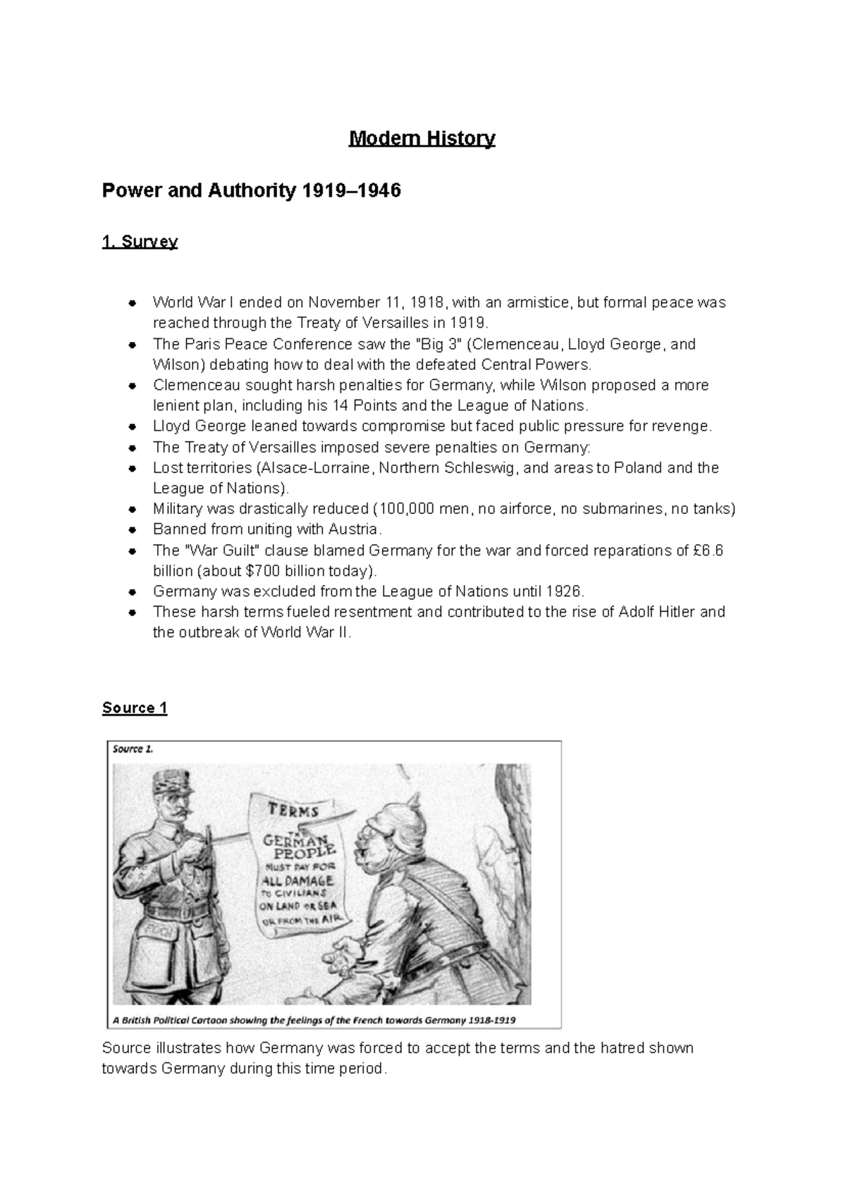 Year 12 Modern History - Power and Authority: WWI to Nazi Germany - Studocu