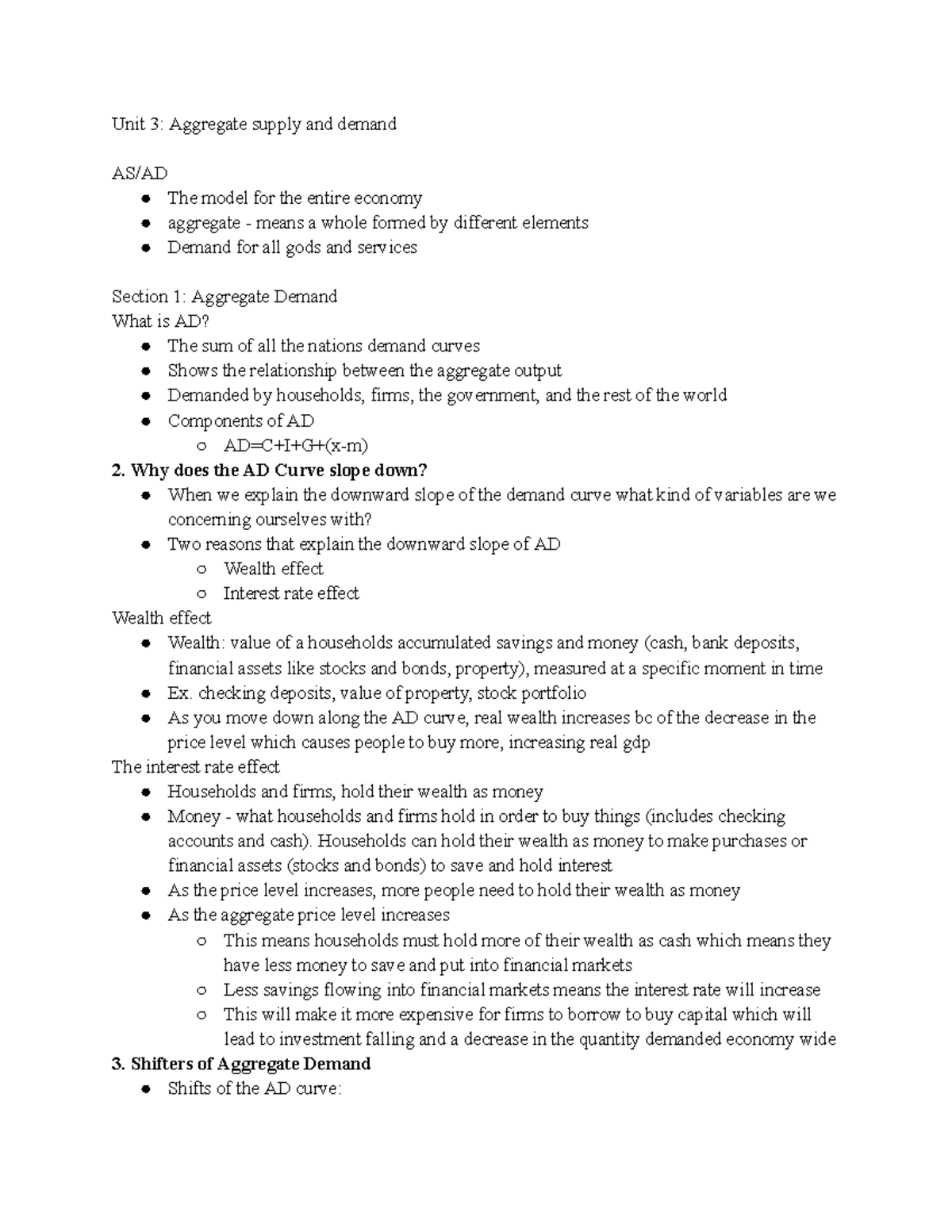 Unit 3 Aggregate supply and demand - Unit 3: Aggregate supply and ...