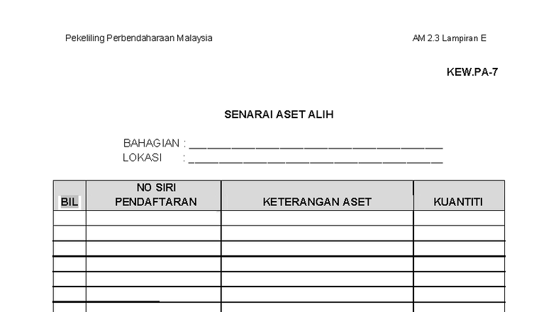 KEW.PA 7 NEW - Hvugugvu - Pekeliling Perbendaharaan Malaysia AM 2 ...
