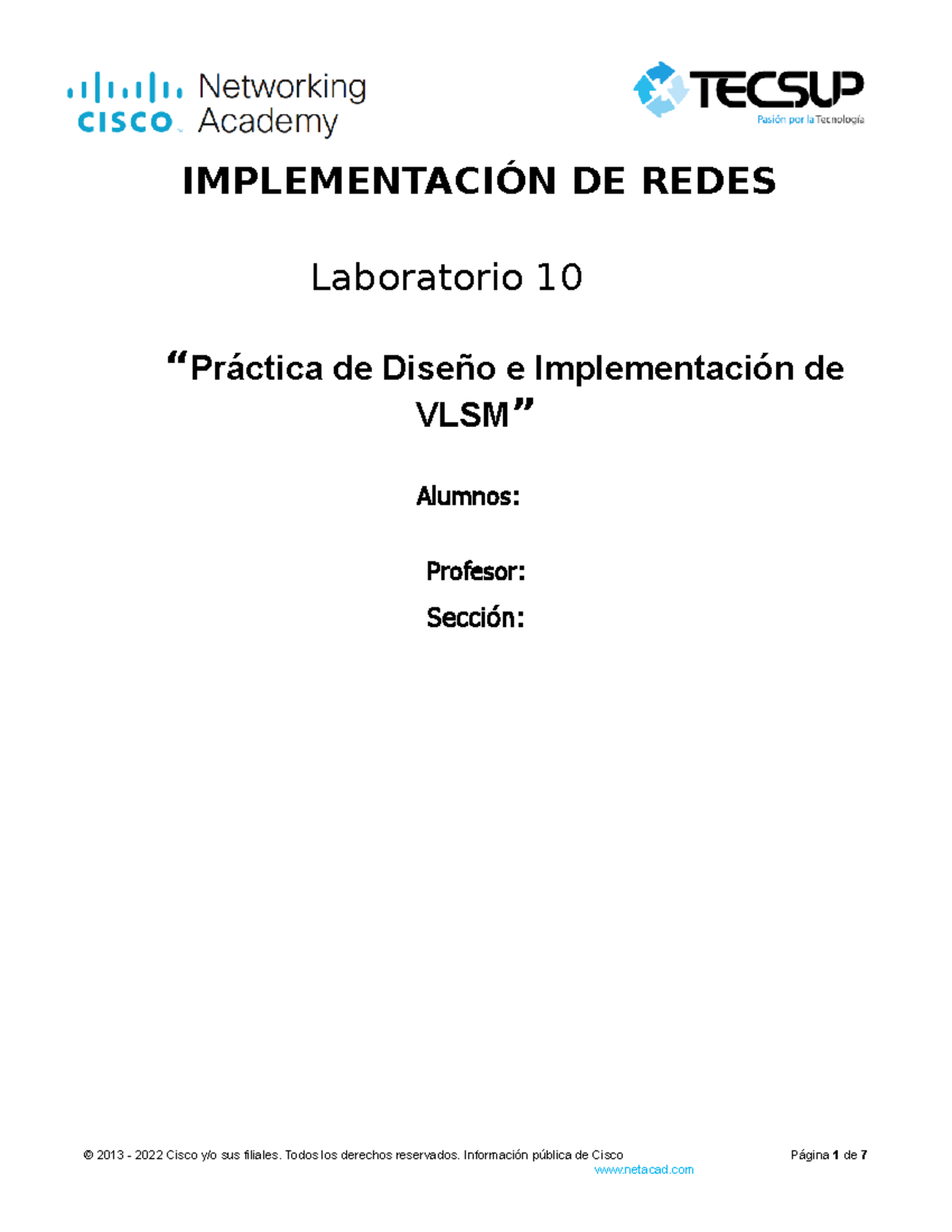 11.9.3 Packet Tracer - Práctica de Diseño e Implementación de VLSM - Studocu