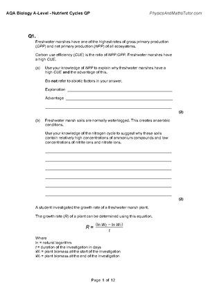 AQA A Level Biology Statistics Booklet: Key Concepts and Formulas - Studocu