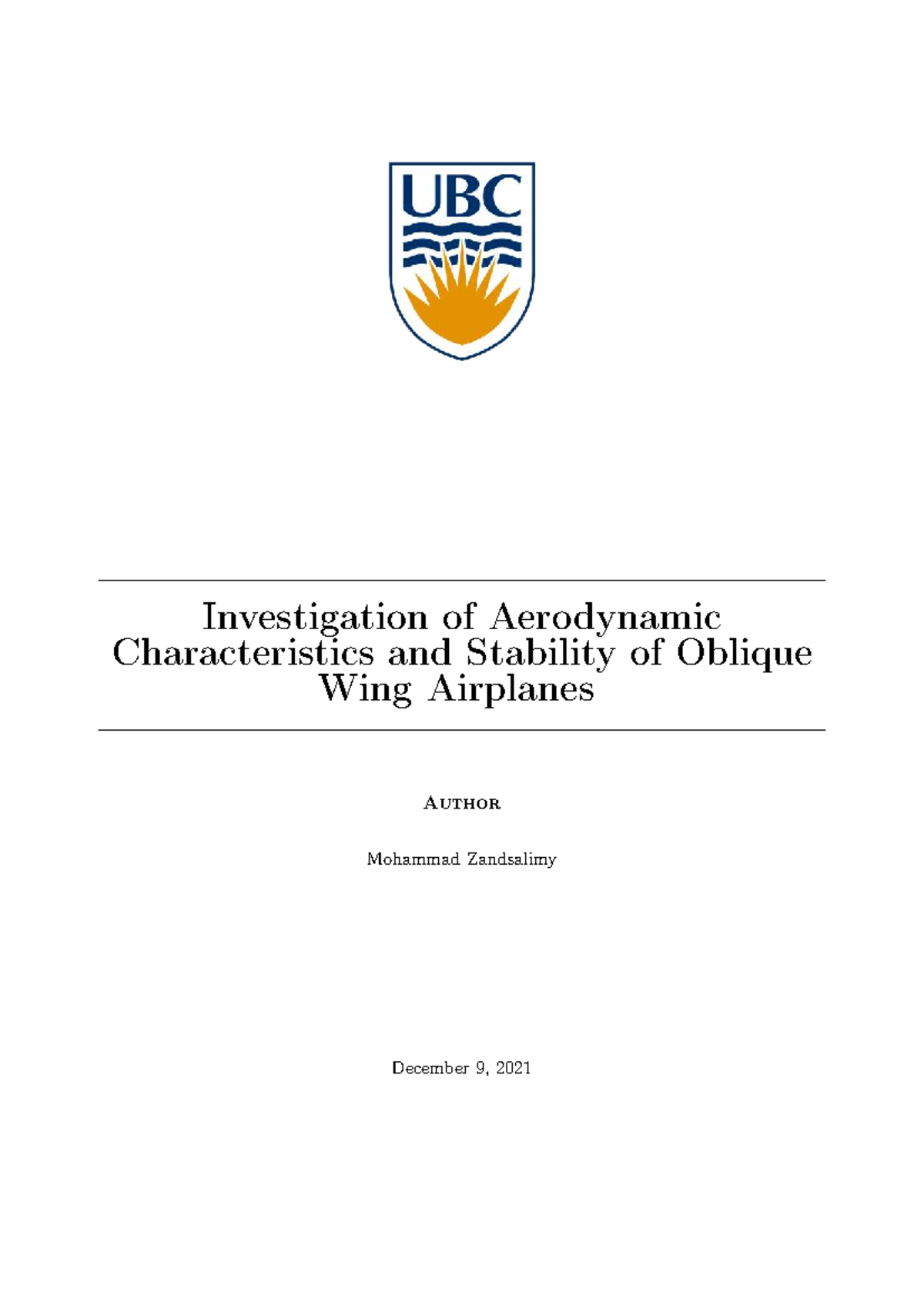 Stability Analysis of Oblique Wing Airplanes (ENGR 301) - Studocu