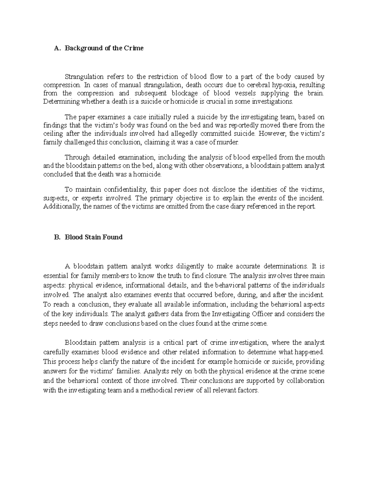 Forensic Blood Spatter Analysis Case Study - SPDX311 - Studocu