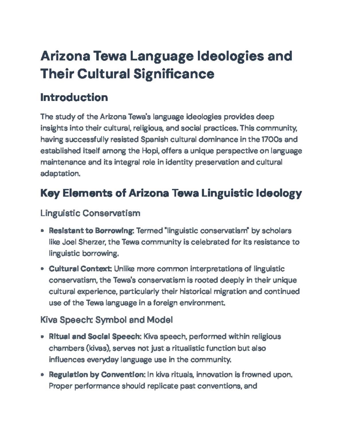 Arizona Tewa Language Ideologies: Cultural Insights and Practices ...