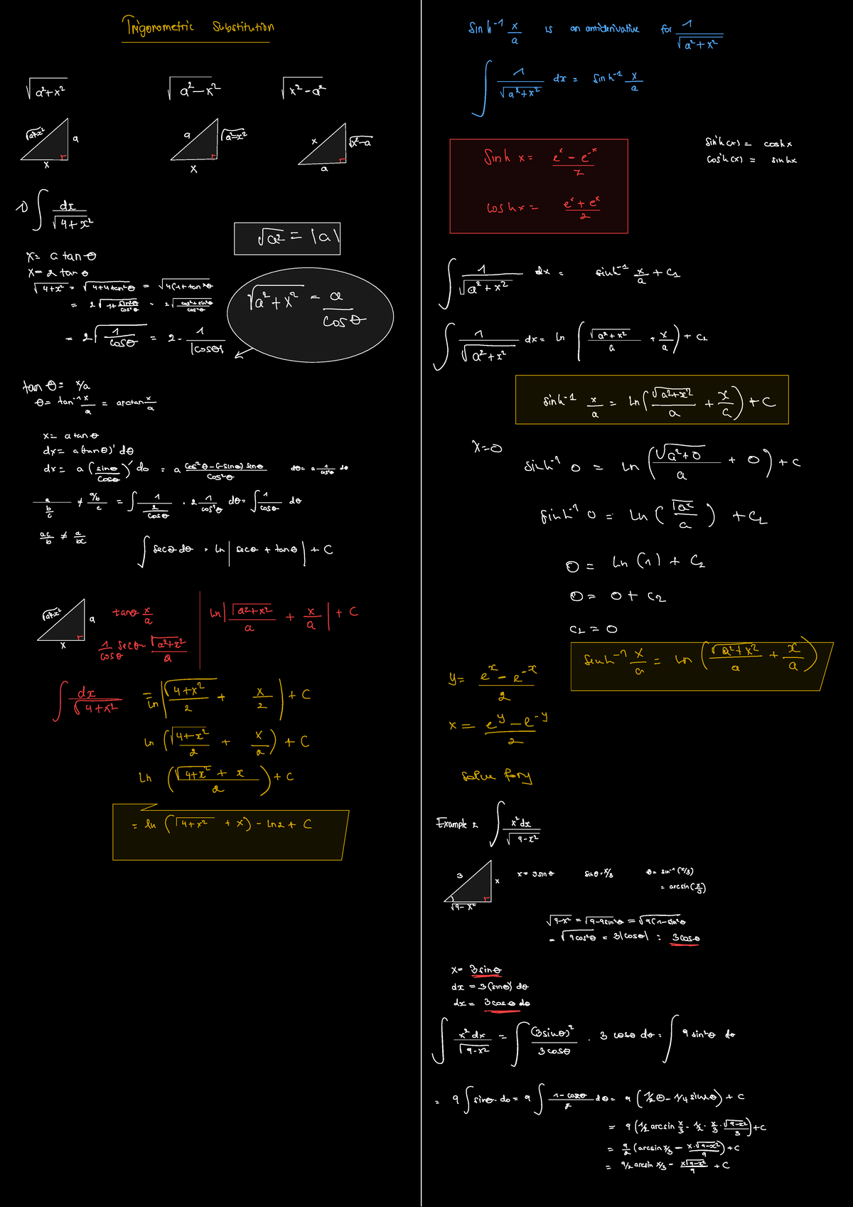 Math 205: Trigonometric Substitution Techniques and Examples - Studocu
