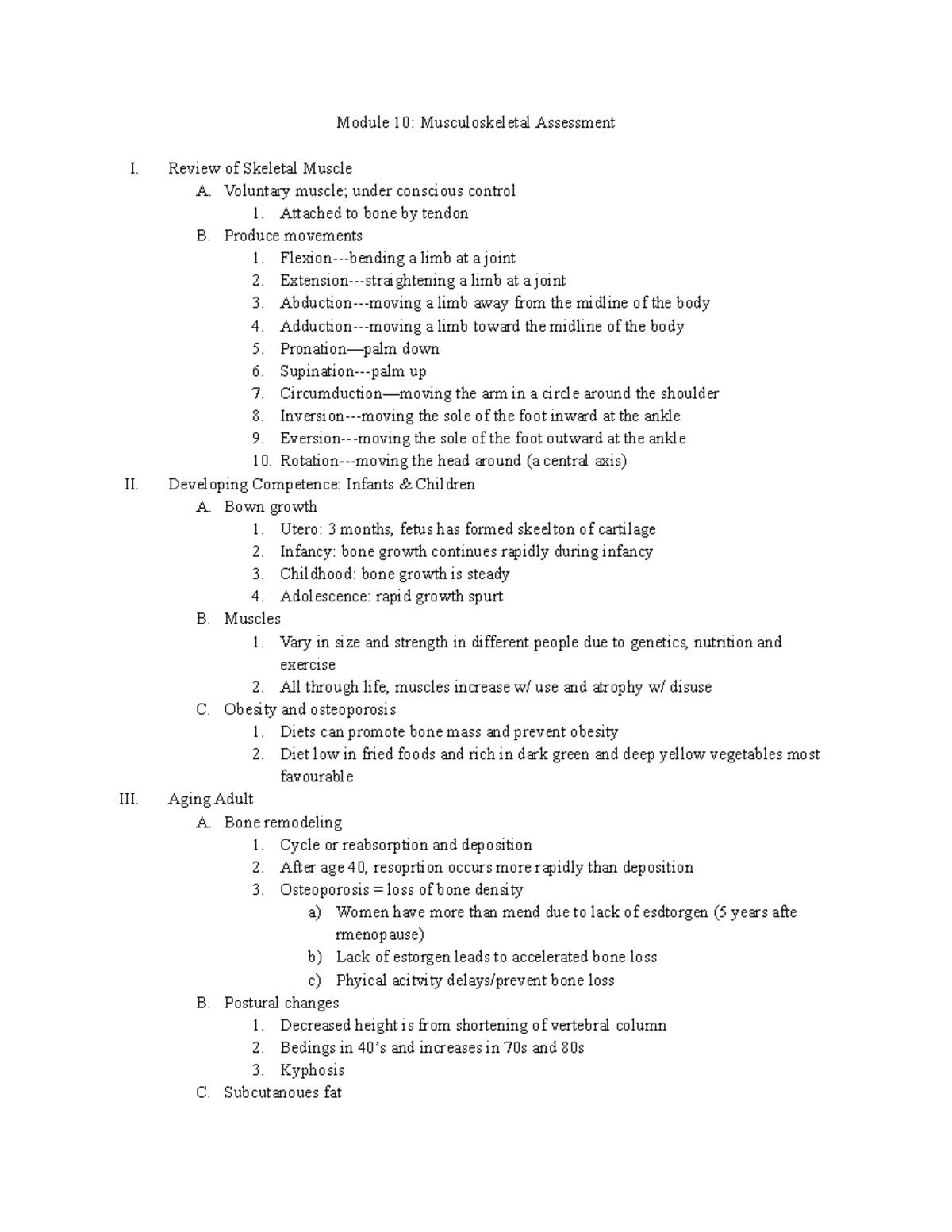 Module 10 Musculoskeletal Assessment - Module 10: Musculoskeletal ...