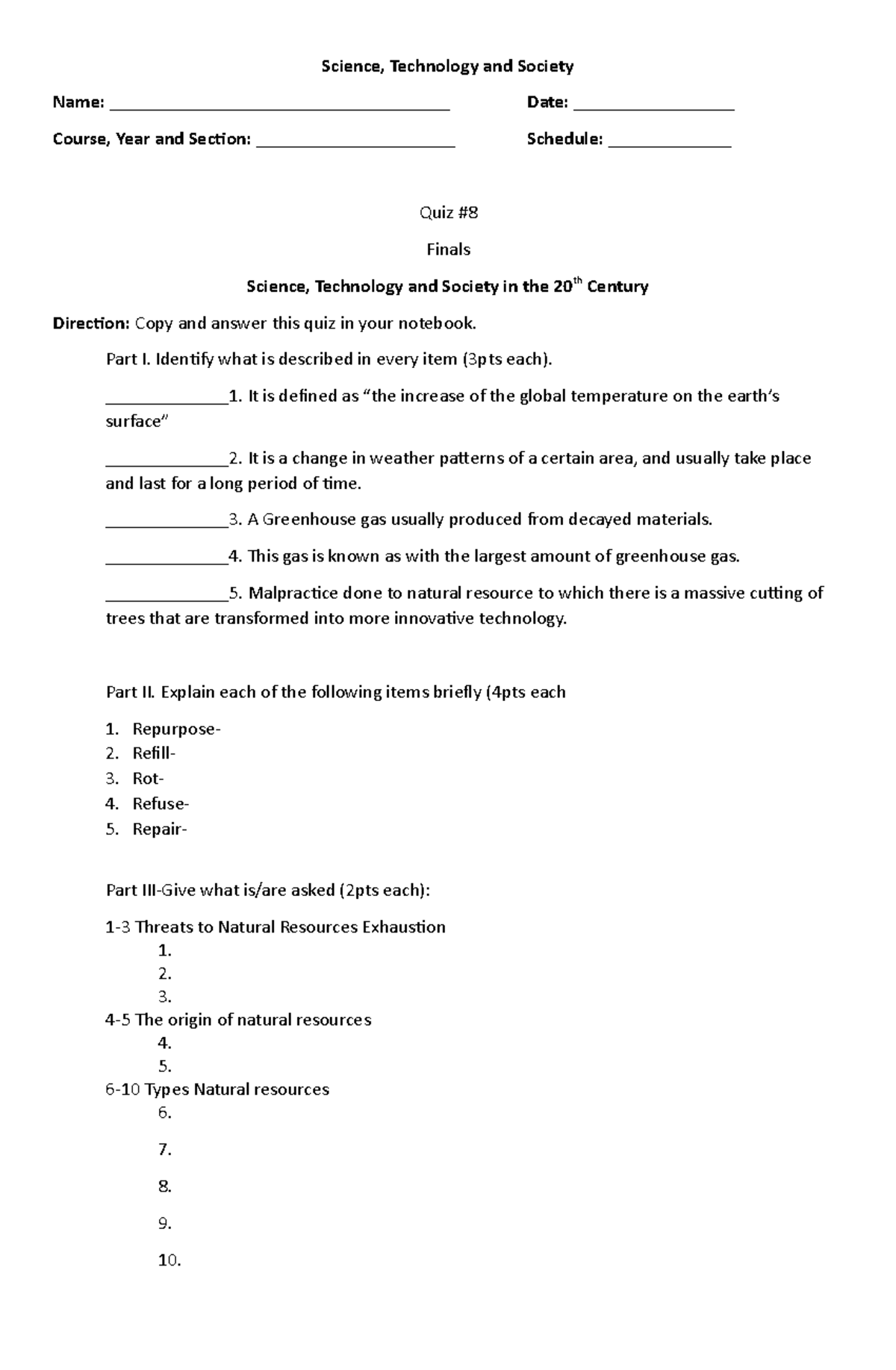 Quiz 8 Finals Issues and Trends from the Application of ST - Science ...