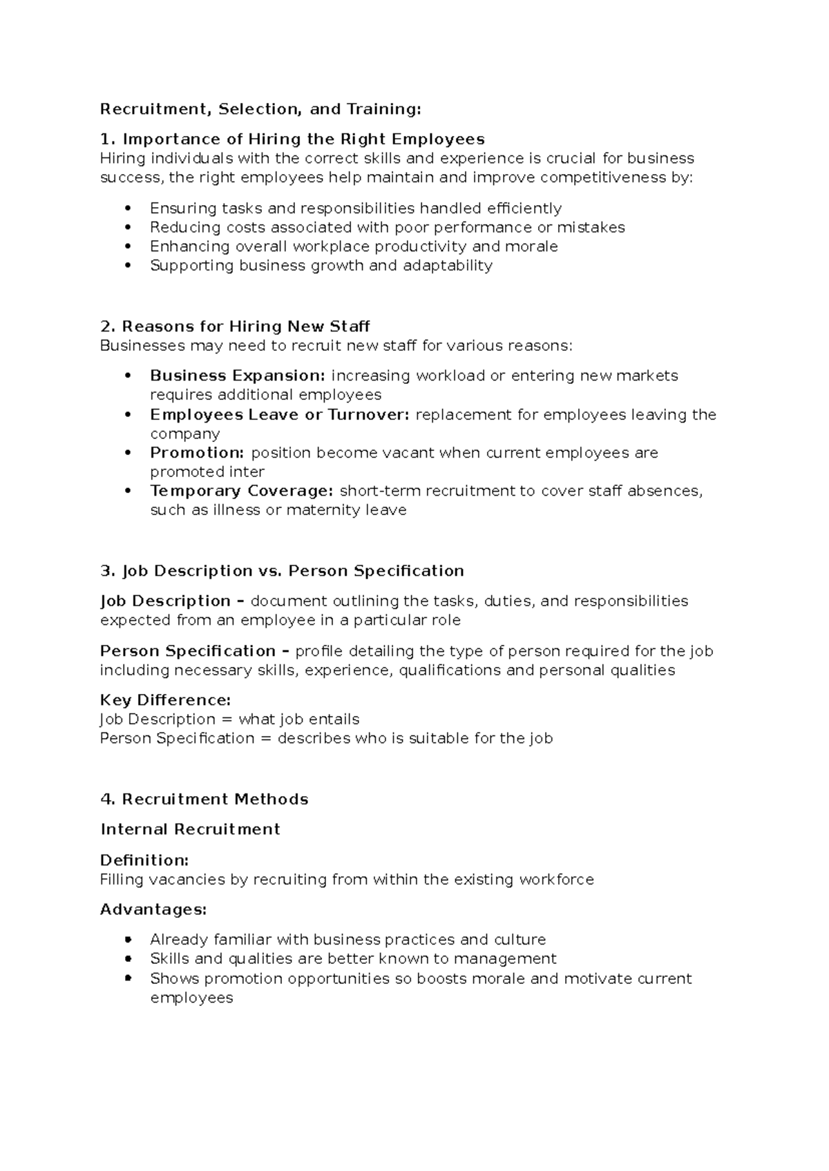 Recruitment, Selection & Training: Key Strategies for Success - Studocu