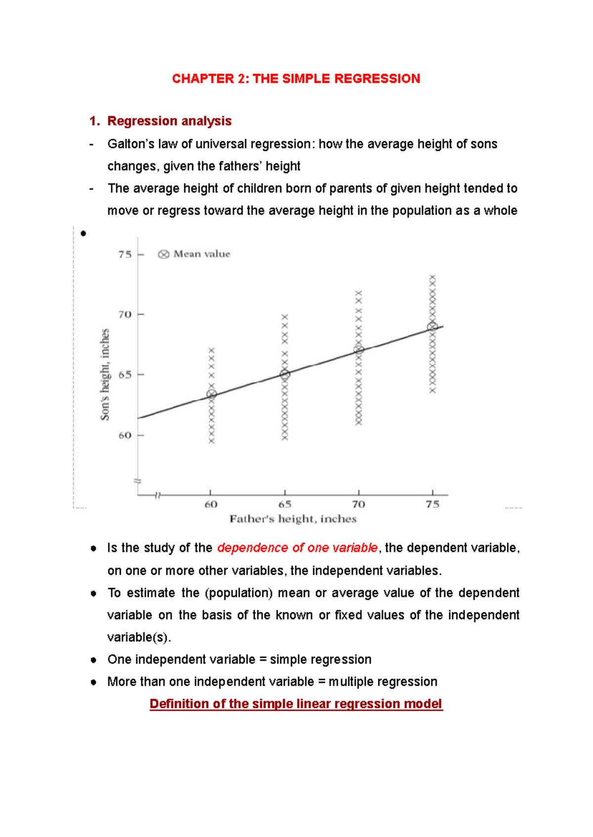 TCHE442: Chapter 2 - Simple Regression Analysis Notes - Studocu