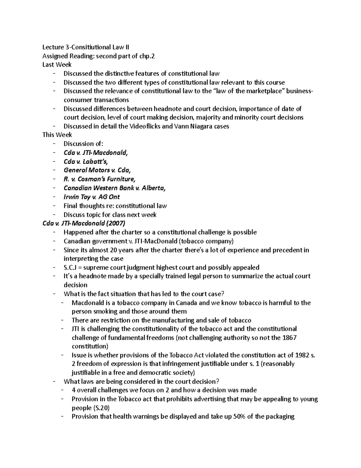 Lecture 3-Consitutional Law II - Lecture 3-Consitiutional Law II ...